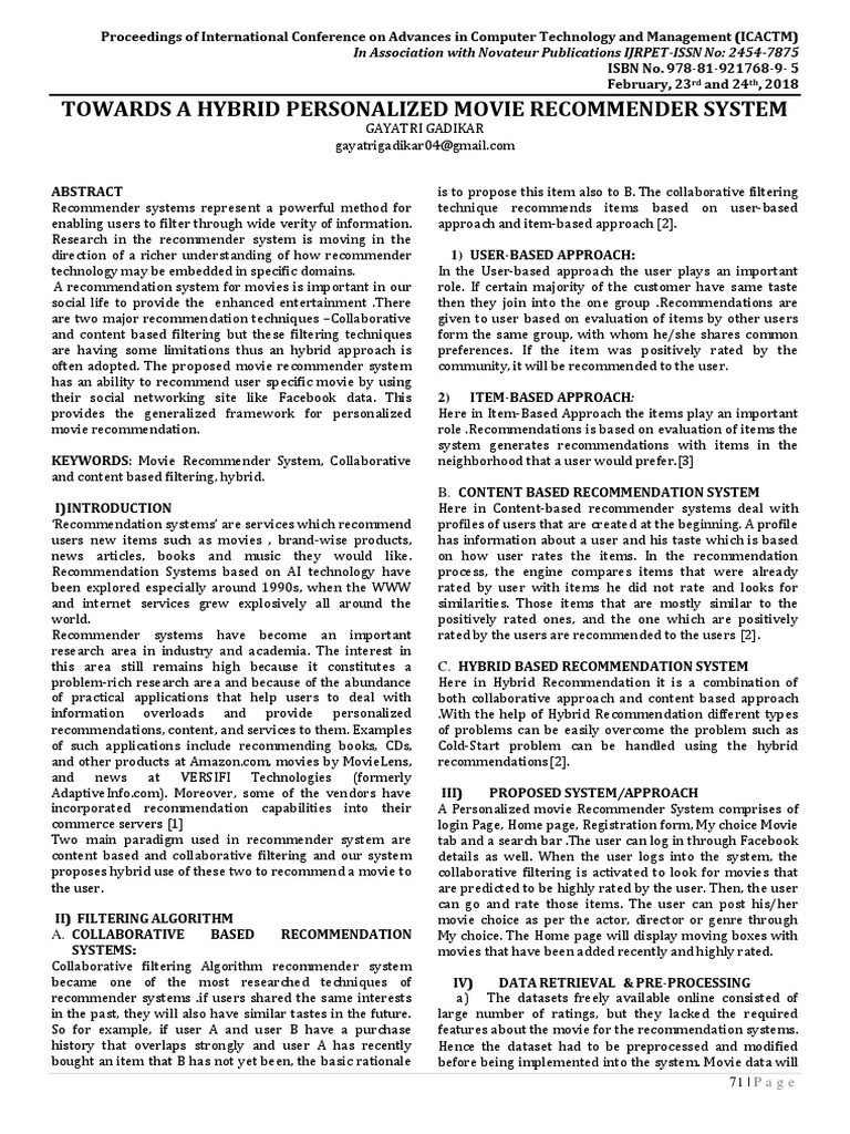 JournalNX - Movie Recommender System | PDF | Information Science | Computing
