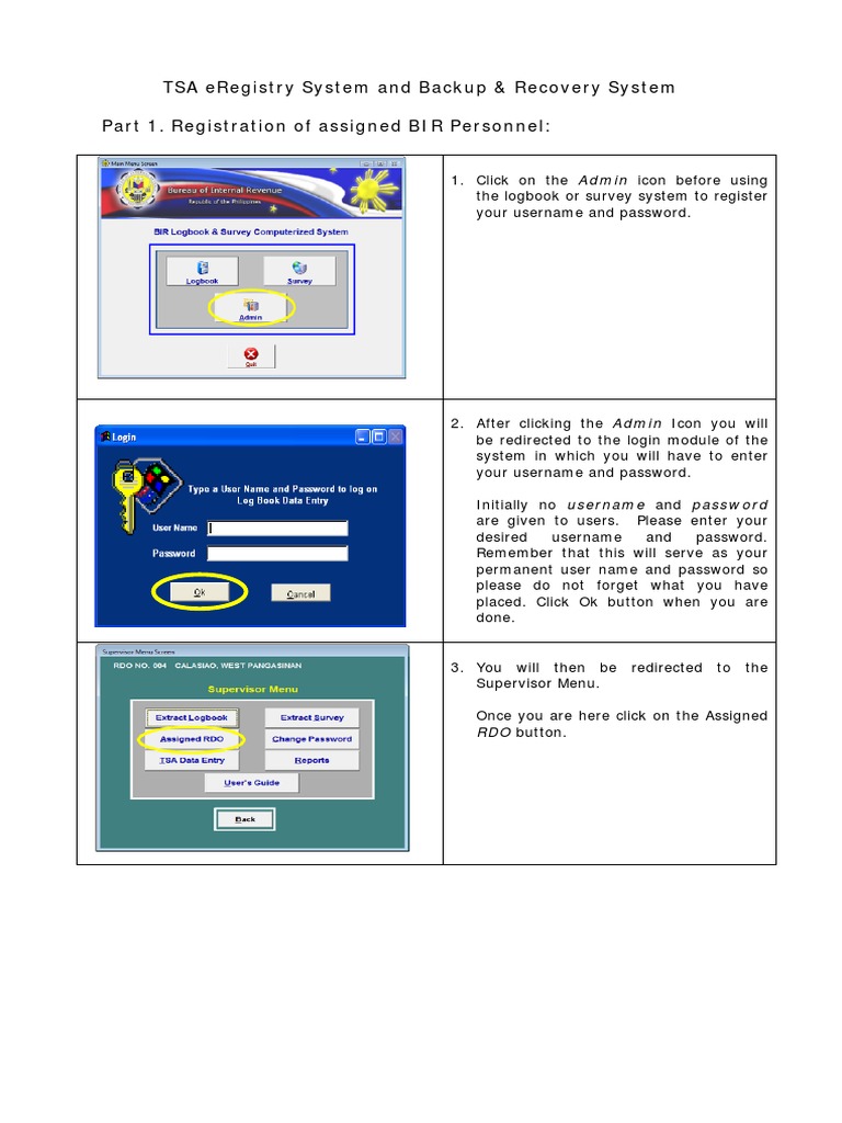 Tsa Eregistry System and Backup & Recovery System Part 1. Registration ...