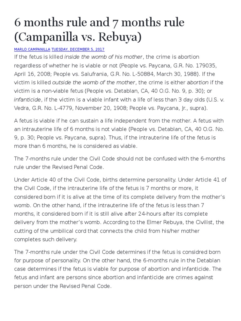 6 Months Rule and 7 Months Rule | PDF