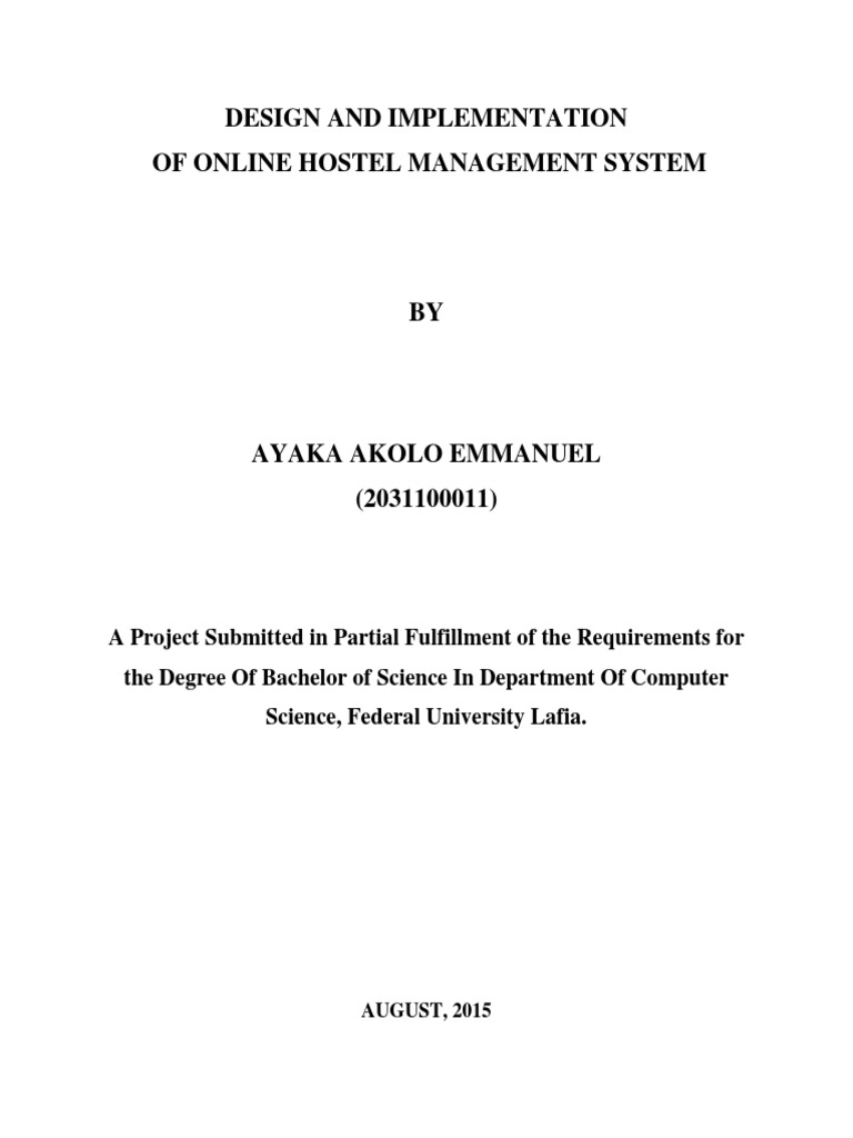 Design and Implementation of Online Hostel Management System | PDF | Information System | Dormitory