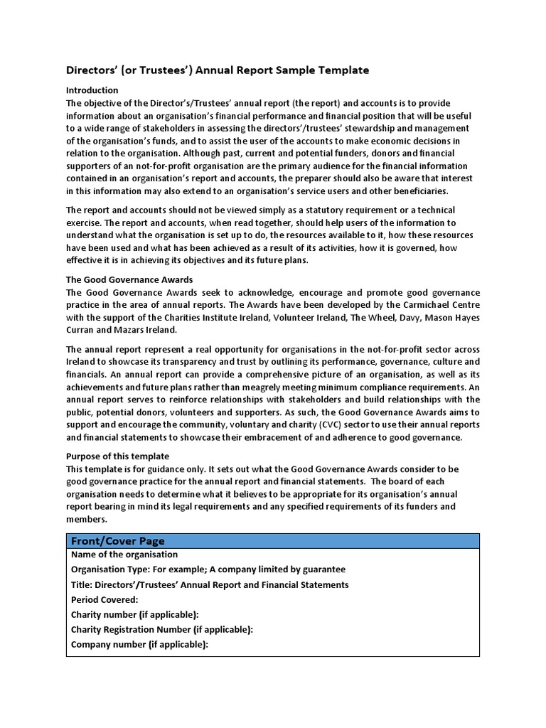 Annual Report Template | PDF | Audit | Balance Sheet