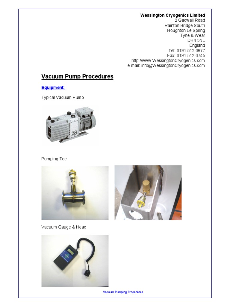 Vacuum Pump Procedures | PDF | Vacuum | Pump