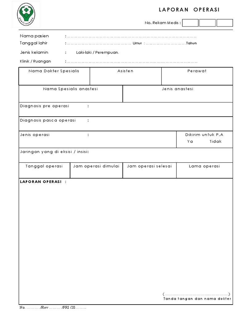 Formulir Laporan Operasi - Perumperindo.co.id