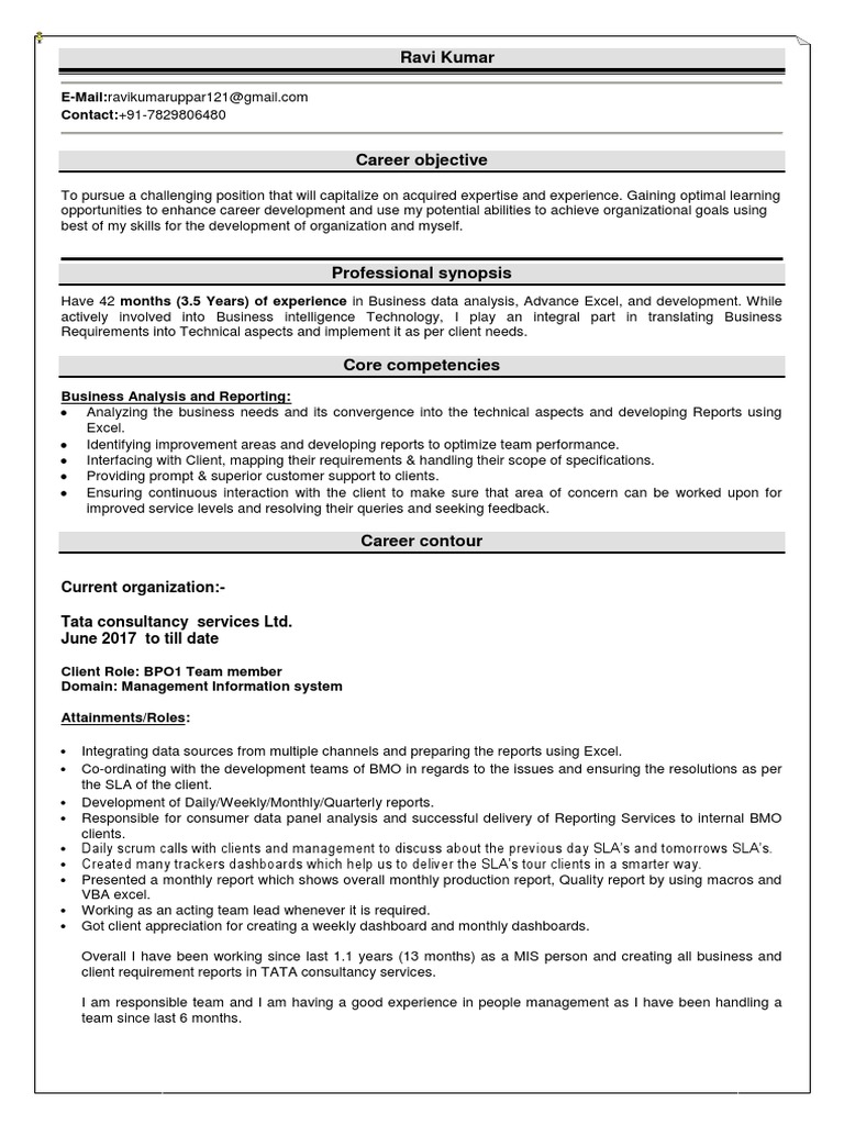 Ravikumar Resume | PDF | Microsoft Excel | Computing