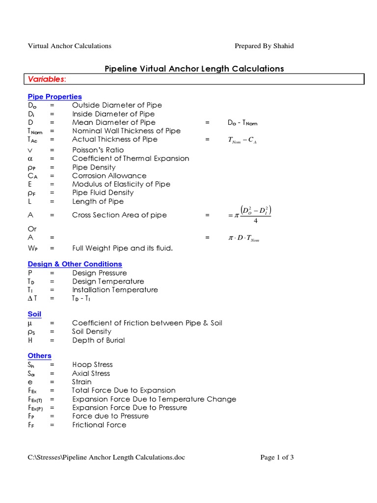Pipeline Anchor Length Calculations PDF | PDF | Teaching Methods ...