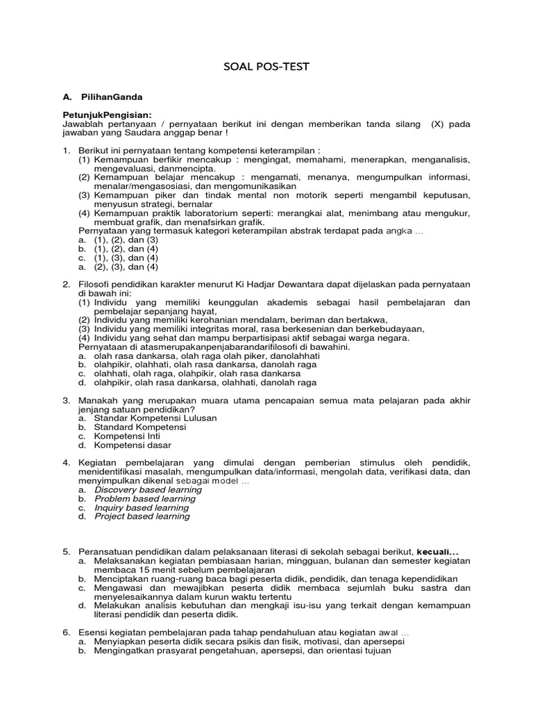 Soal Post-Test | PDF