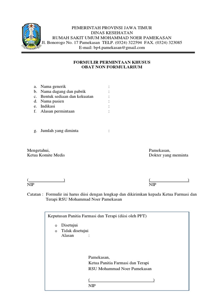 Form Permintaan Obat Non Formularium | PDF