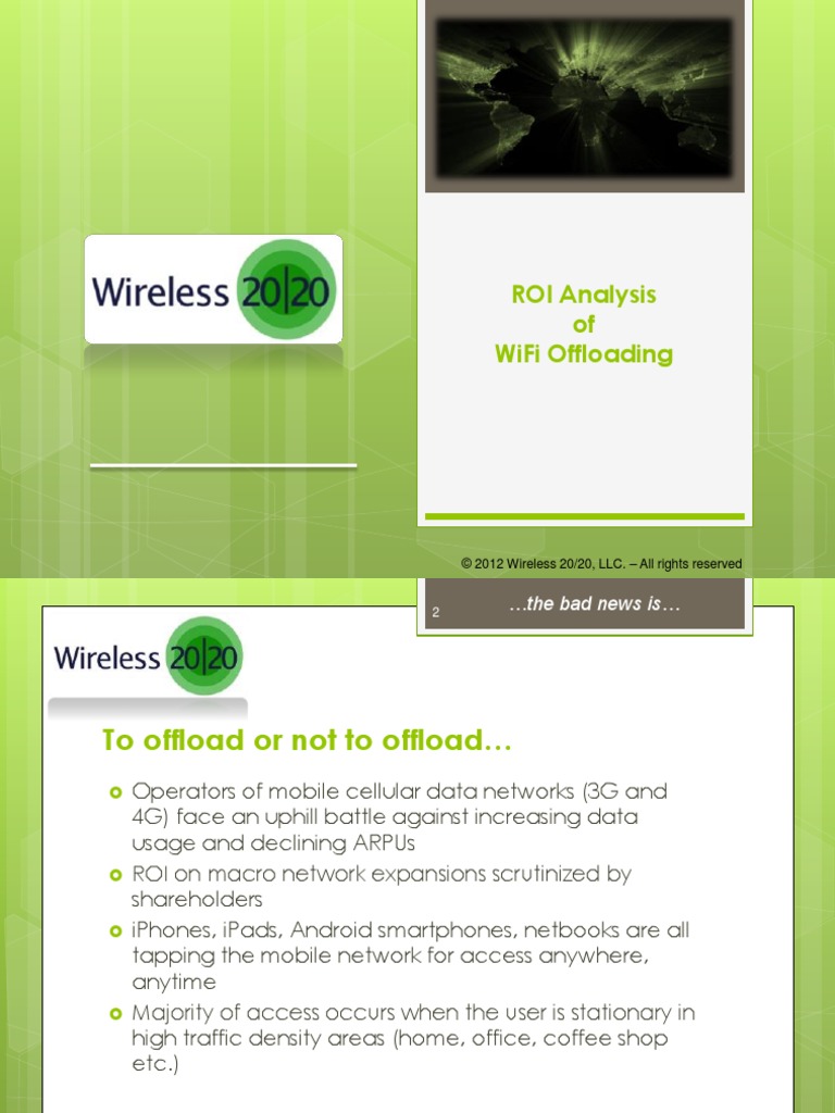 Roi Analysis of Wifi Offloading | PDF | Wi Fi | Mobile Phones
