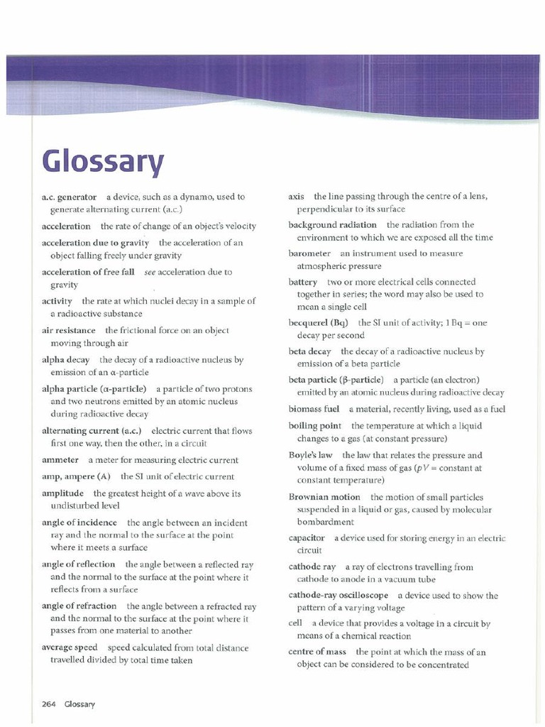 Physics Glossary and Formula | PDF | Electric Current | Waves