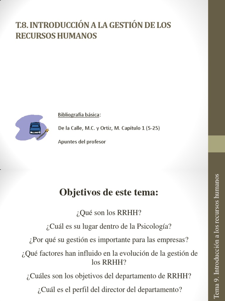 Tema 8. Introducción a La Gestión de Los Recursos Humanos | Gestión de recursos humanos | Psicología