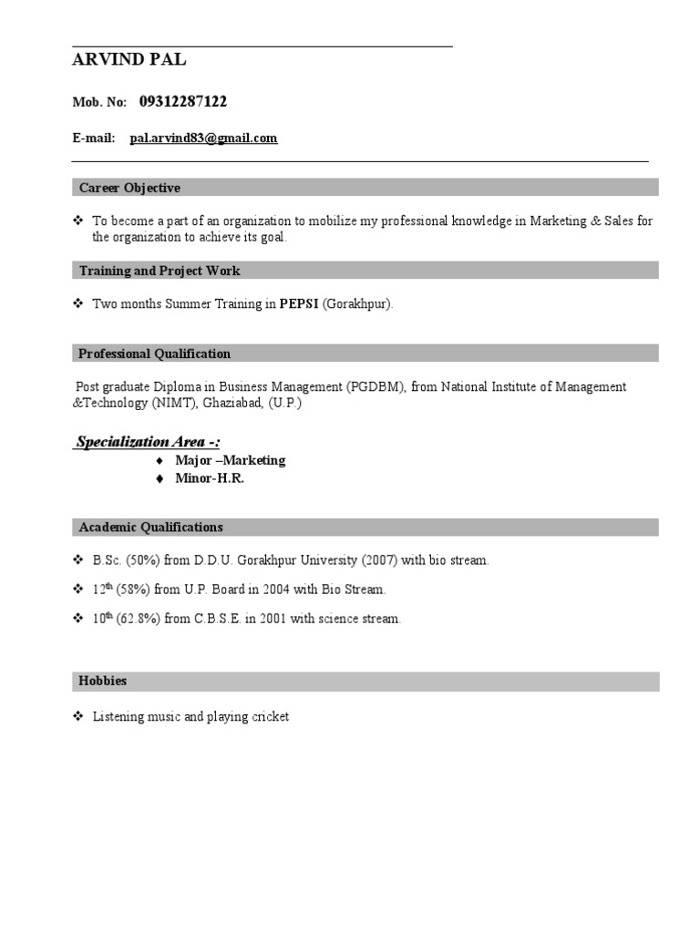 Arvind Pal CV | PDF