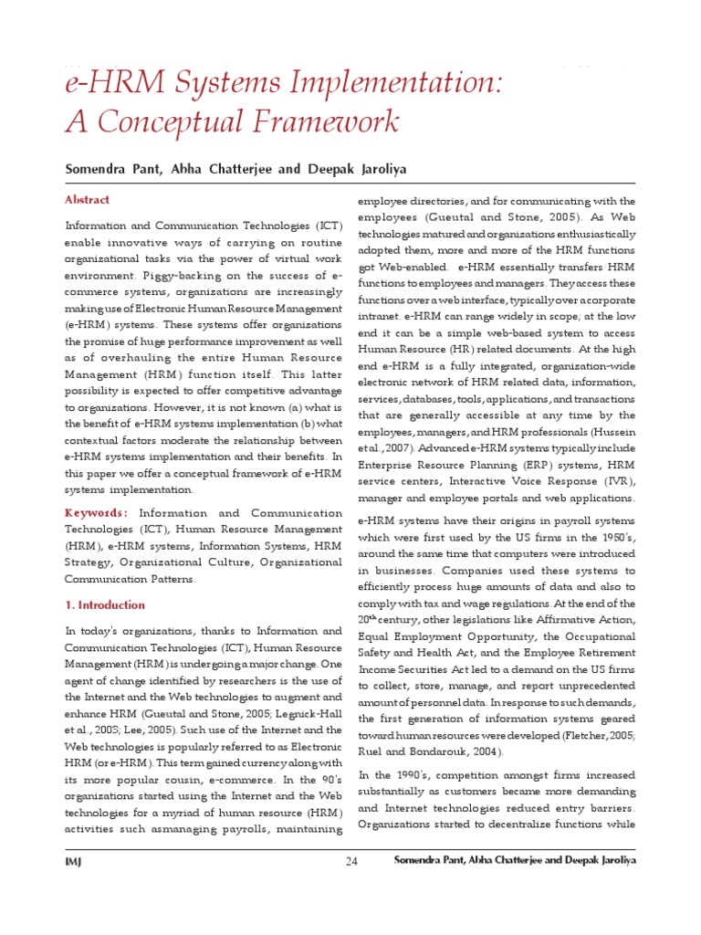 E HRM Systems Implementation PDF | PDF | Information System | Human ...