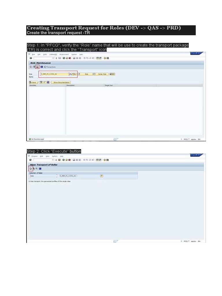 Creating Transport Request For Roles | PDF | Business | Computers