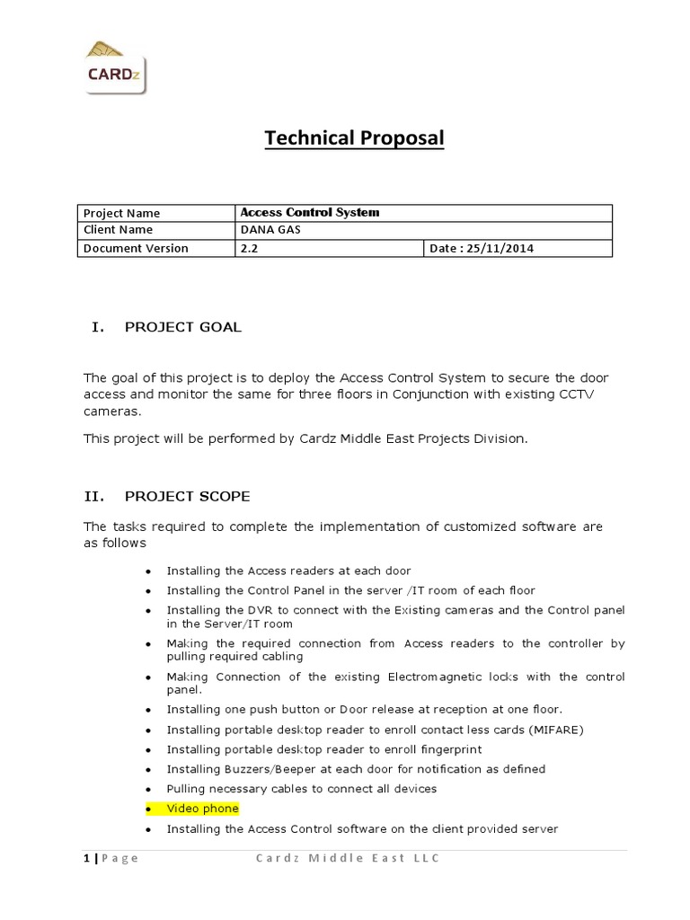 Technical Proposal | PDF | Access Control | Digital Video Recorder