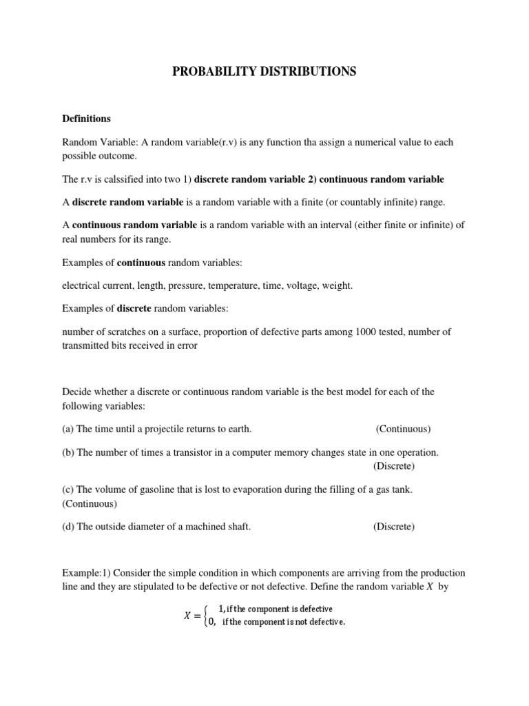 Lecture Notes Probability Distributions | PDF