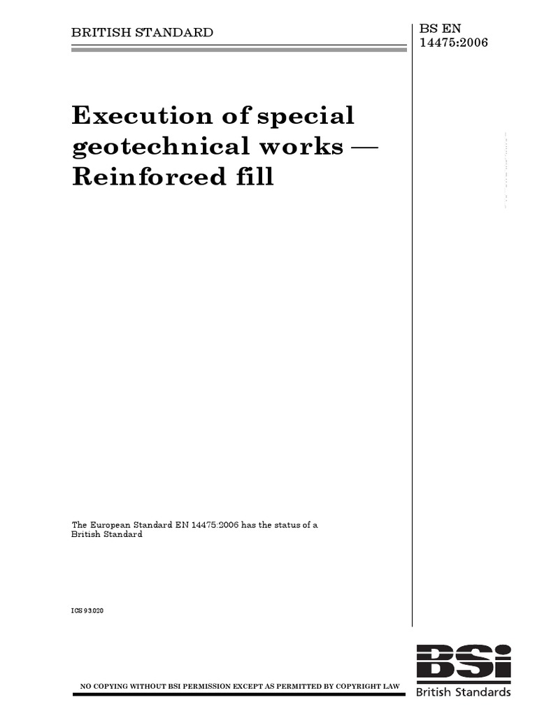 BS en 14475 - 2006 - Reinforced Fill | PDF | Concrete | Deep Foundation