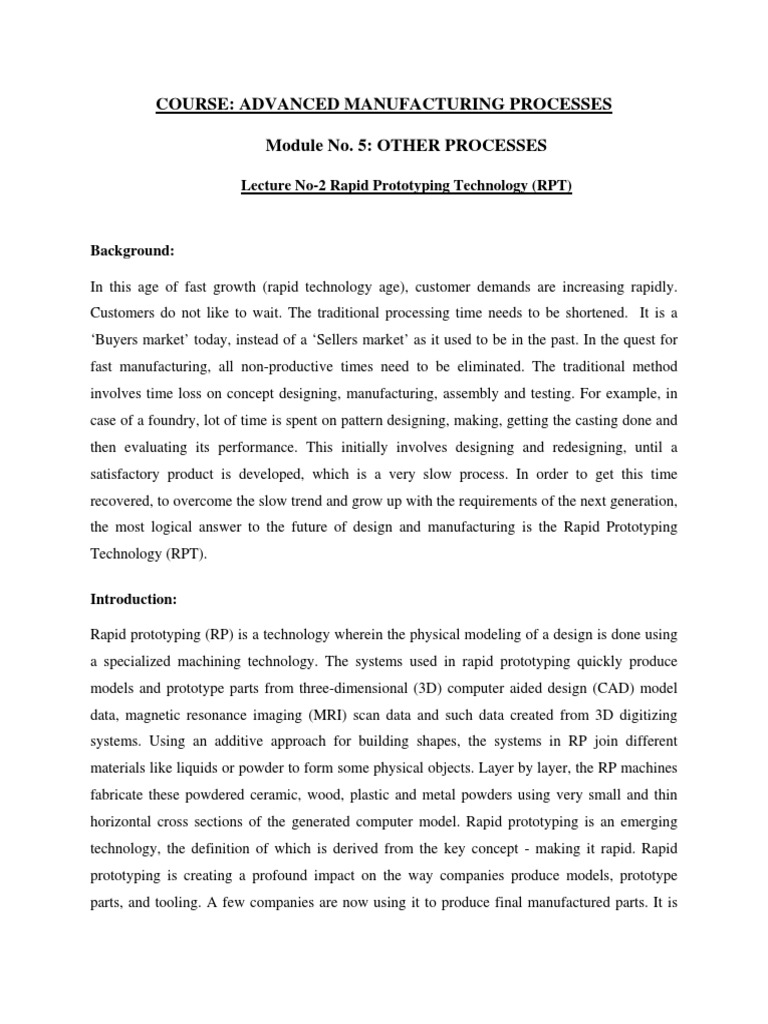 Advanced Machining Process | PDF | Innovation | Industrial Processes