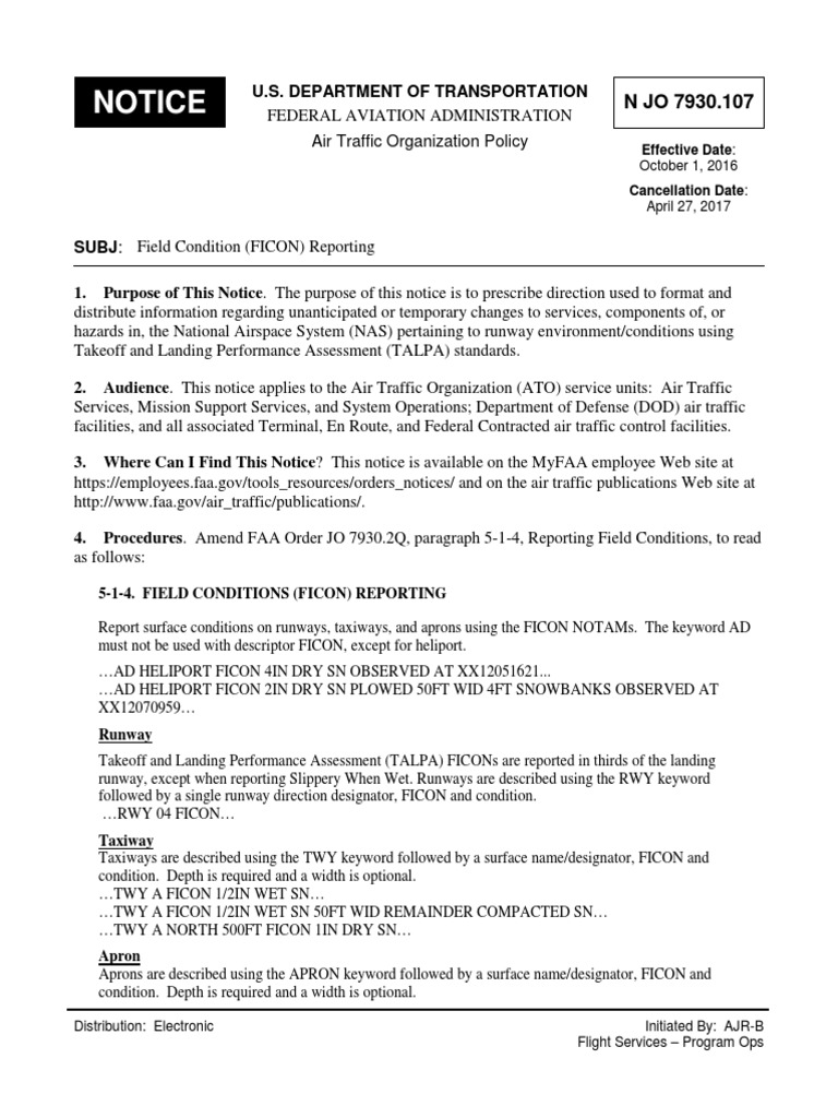 FICON Reporting Policy 2016-2017 | PDF | Snow | Air Traffic Control