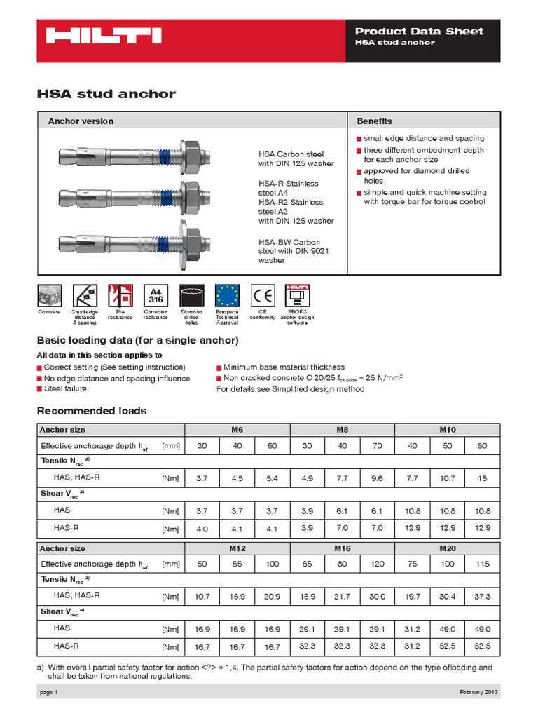 Anchor Bolts (Make-Hilti) PDF | PDF | Steel | Drill