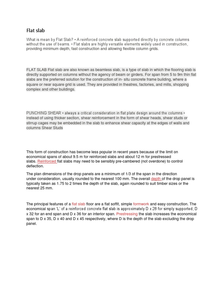 Flat Slab Note | PDF | Beam (Structure) | Prestressed Concrete