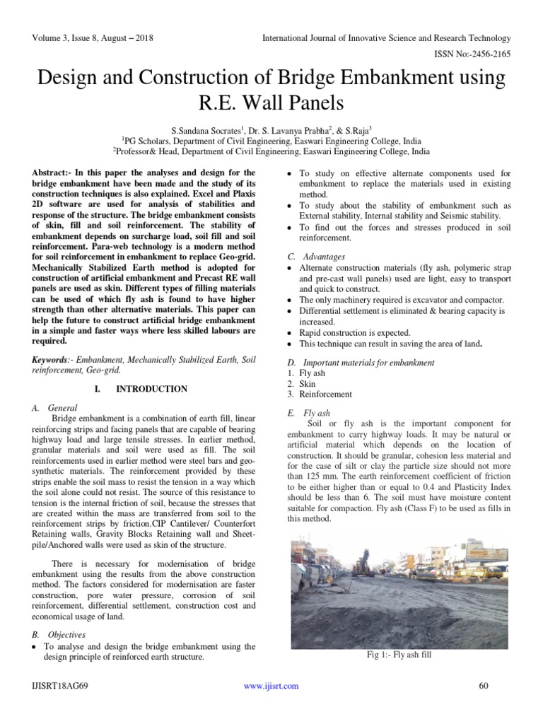 Design and Construction of Bridge Embankment Using R.E. Wall Panels ...