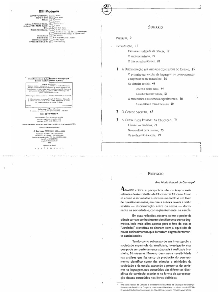 MONTSERRAT MORENO Como Se Ensina A Ser Menina o Sexismo Na Escola | PDF