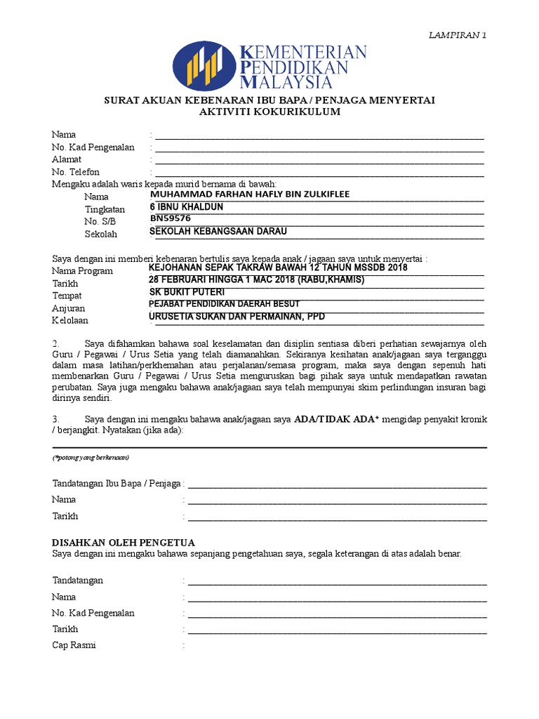 Surat Kebenaran Penjaga KPM | PDF