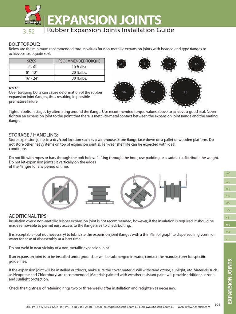 Rubber Expansion Joint Torque Guide | PDF | Pipe (Fluid Conveyance ...