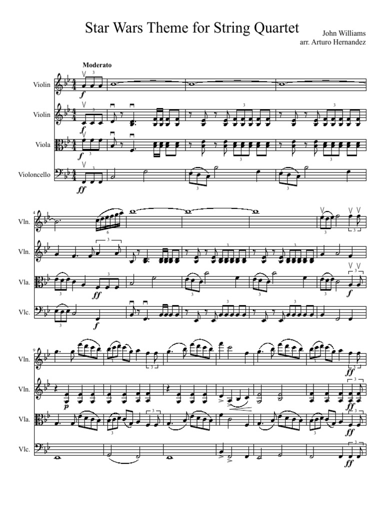Star Wars Theme For String Quartet PDF | PDF