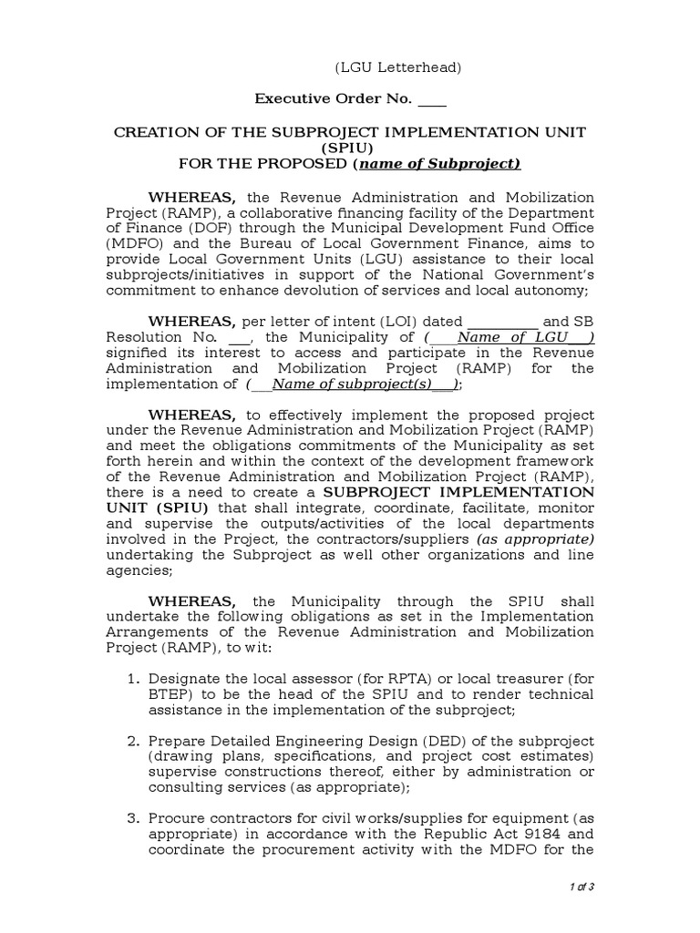 Creation of SPIU for Local Subproject | PDF | Procurement | Government