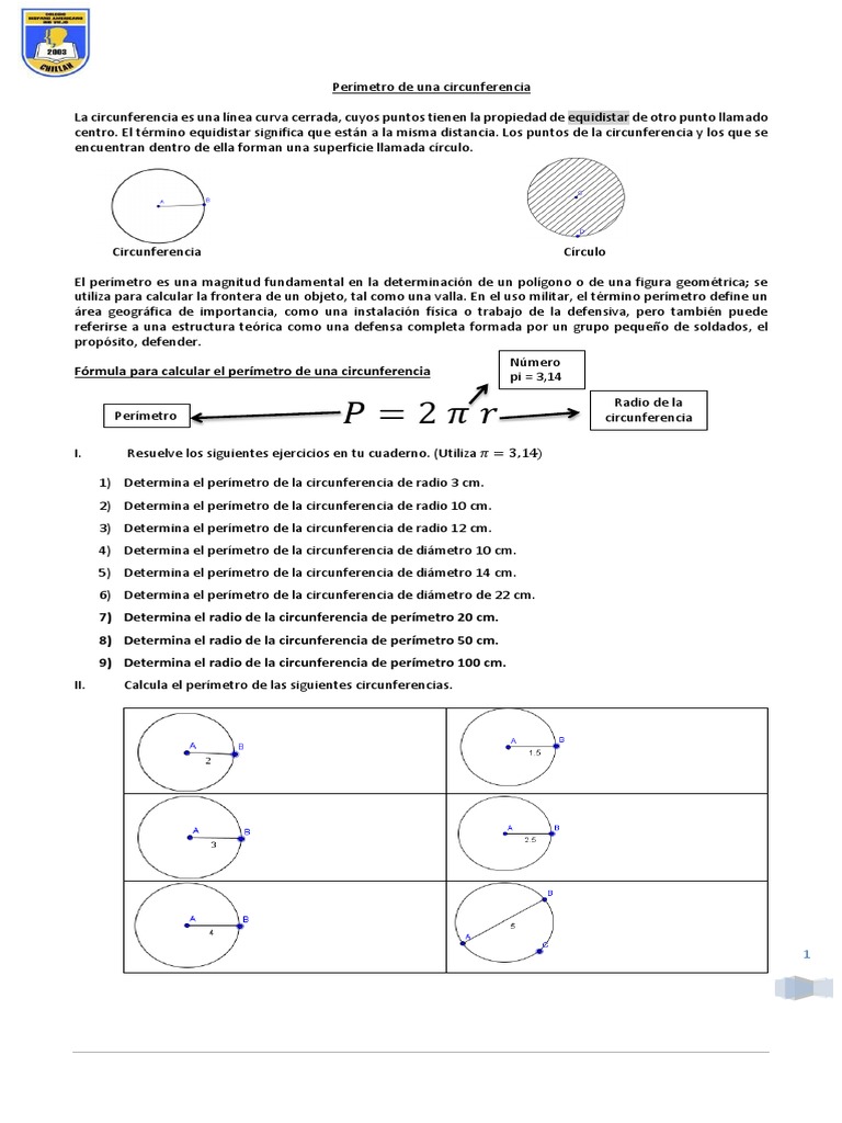 Guia Septimo | PDF | Circulo | Matemática Elemental