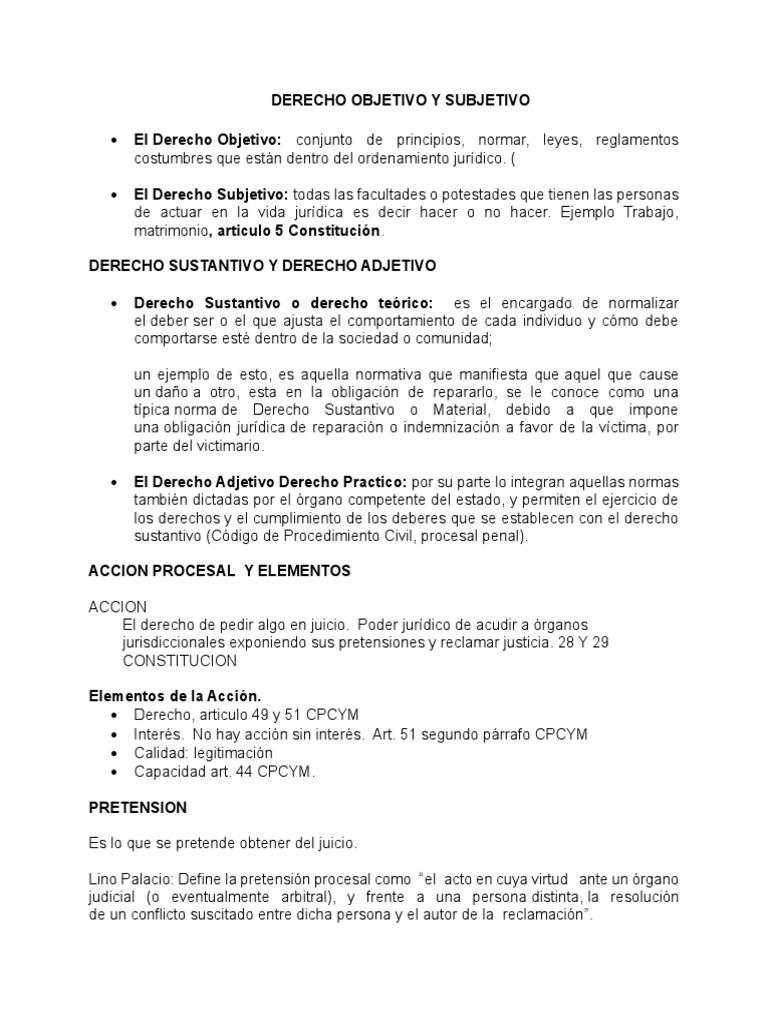 Derecho Objetivo y Subjetivo | PDF | Jurisdicción | Ley procesal