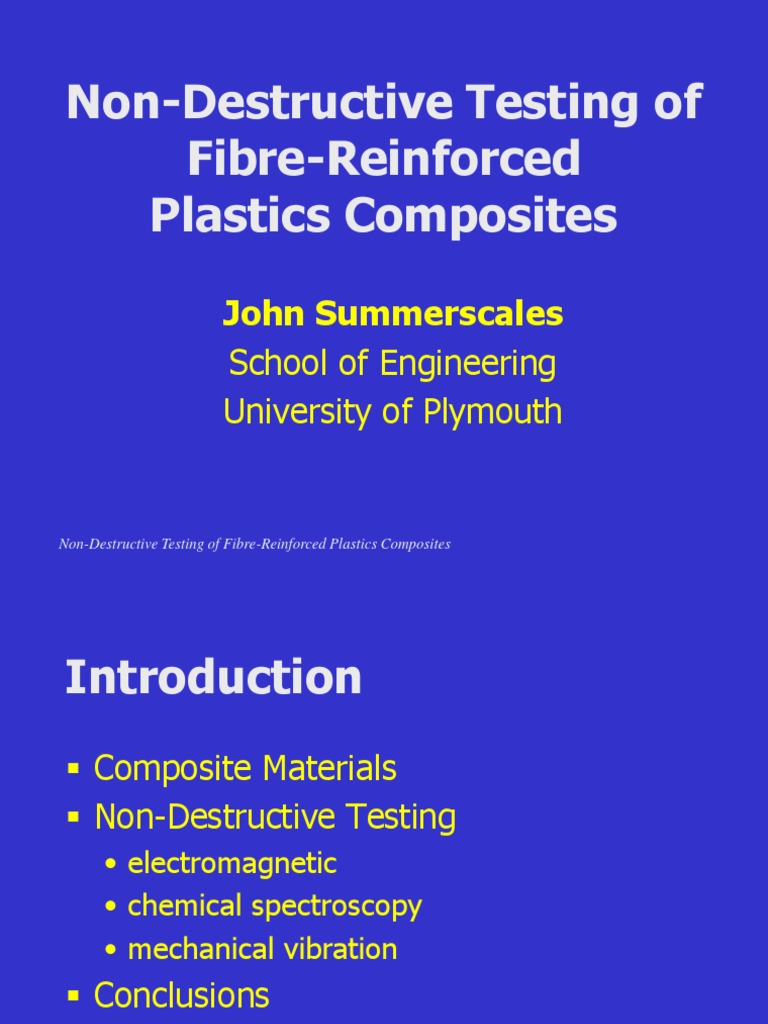 Non-Destructive Testing of Fibre-Reinforced Plastics Composites | PDF ...