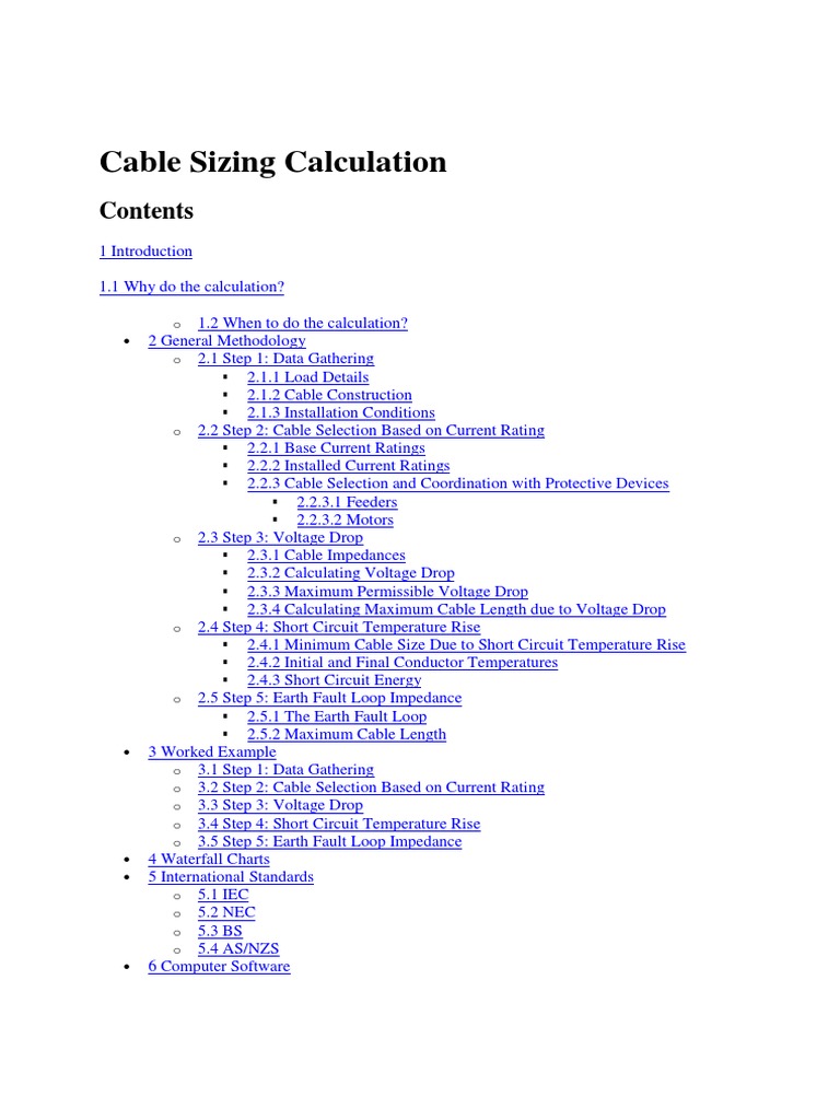 Cable Sizing Calculation | PDF | Coaxial Cable | Electrical Impedance