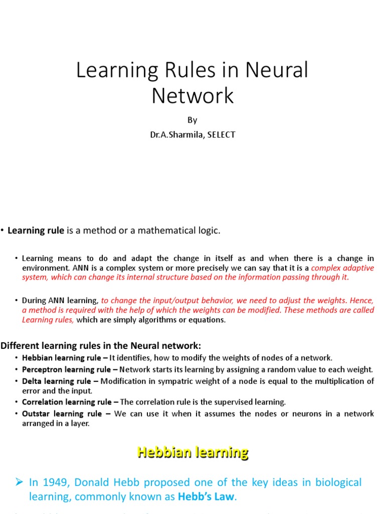 4-Hebbian Net-25-Jul-2018 - Reference Material I - Learning Rules in ...