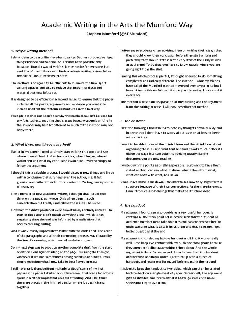 The Mumford Method: An Efficient and Structured Approach to Academic ...