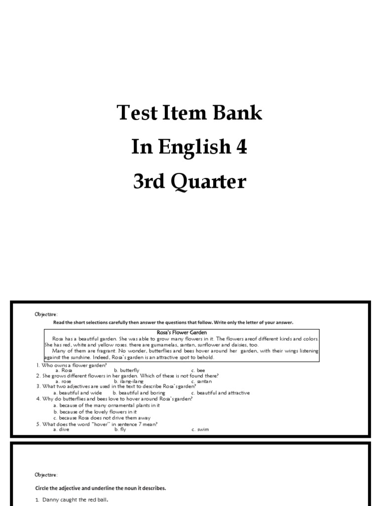 Test Item Bank 3rd Quarter | PDF | Rose | Pluto