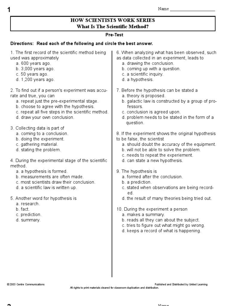 Scientific Method Blackline Master Discovery Education | PDF ...