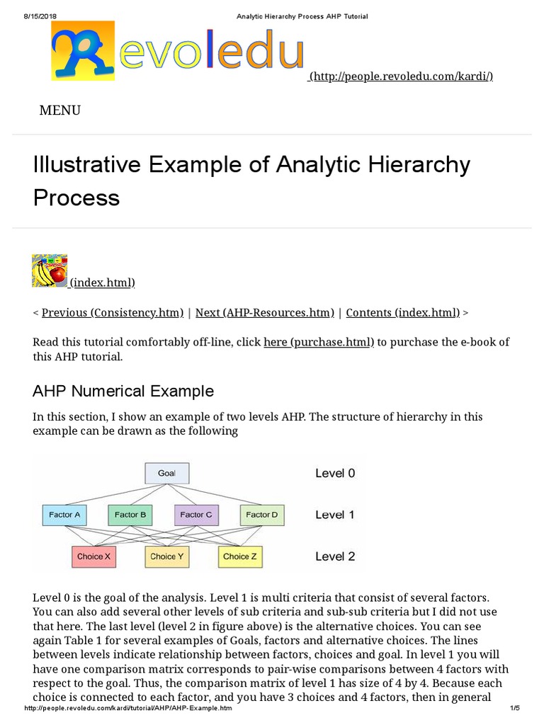 Calculation Analytic Hierarchy Process AHP Tutorial | PDF | Matrix ...