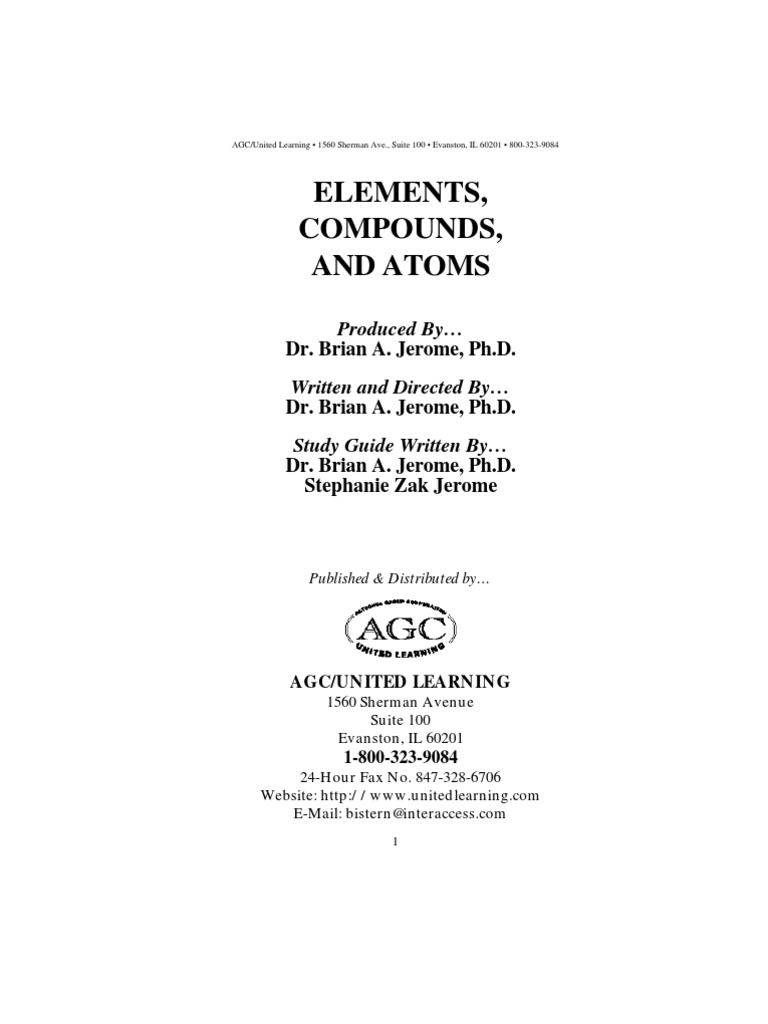 Elements Compounds and Atoms | PDF | Atoms | Molecules