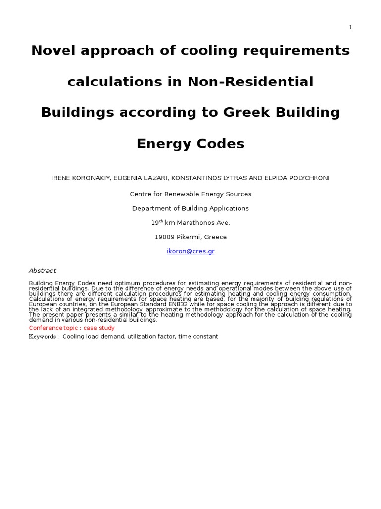 Novel Approach of Cooling Requirements Calculations in Non-Residential Buildings According To ...