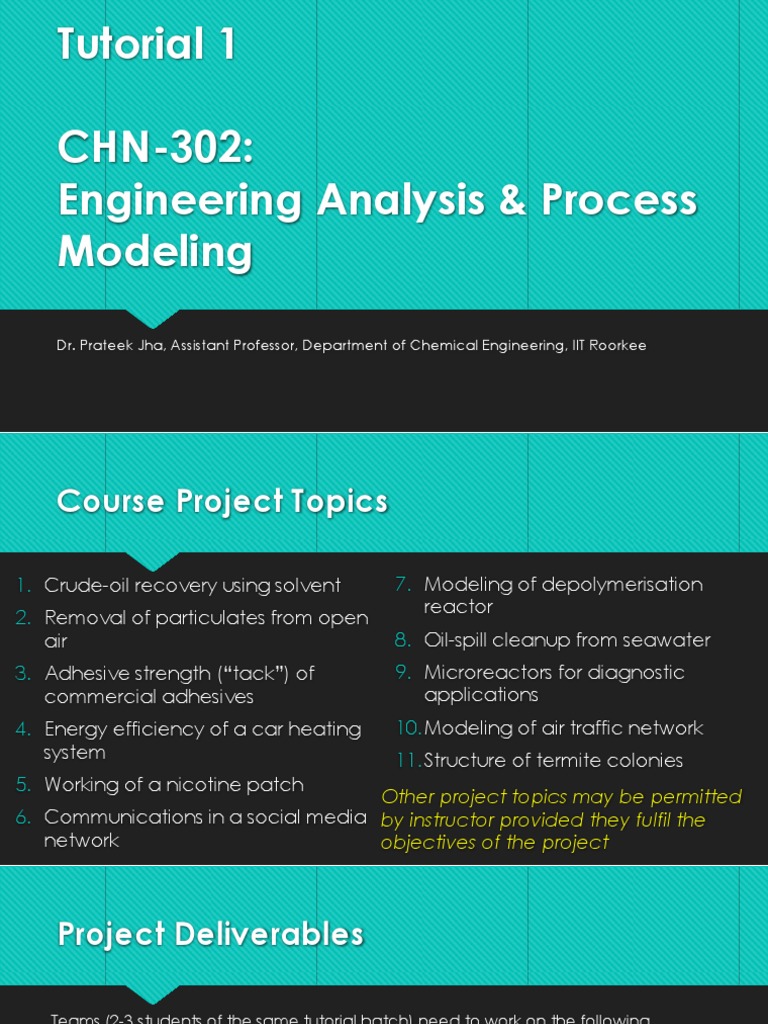 Lectut CHN-302 PDF Tutorial1slides | PDF | Simulation | Engineering