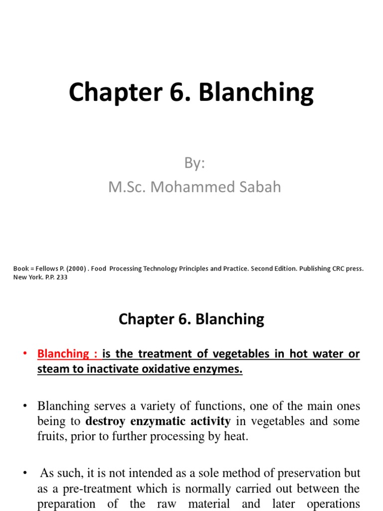 Chapter 6. Blanching | PDF | Vegetables | Food Preservation