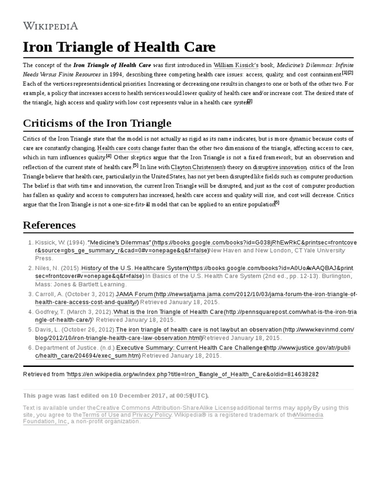 Iron Triangle of Health Care | PDF | Health Economics | Business