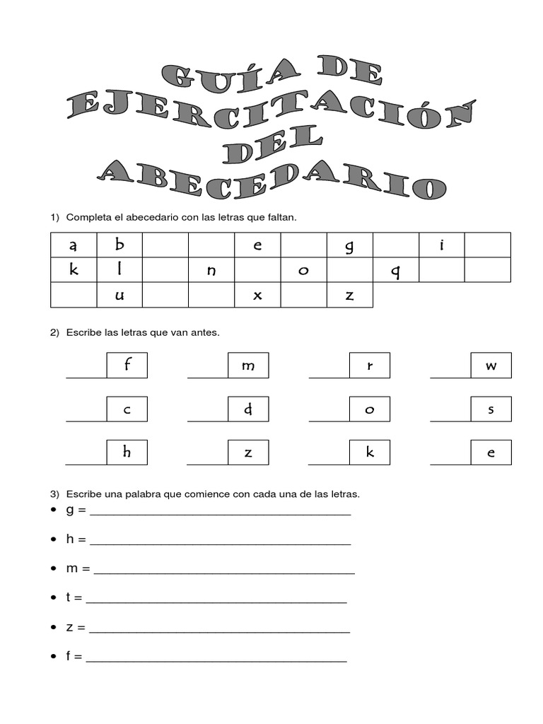 Ejercicios para Completar el Abecedario | PDF