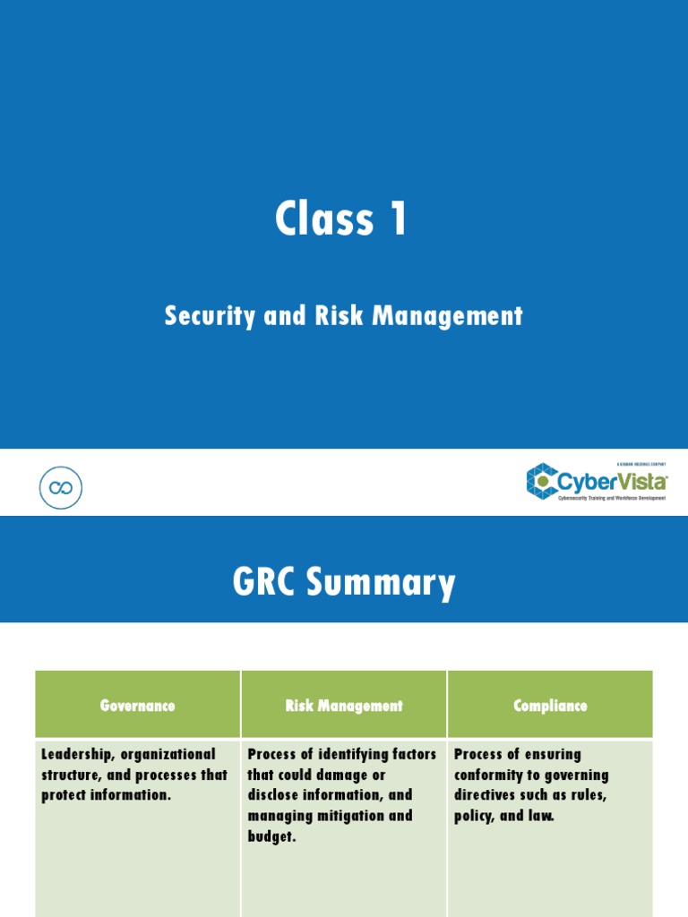 Class 1: Security and Risk Management | PDF | Computer Security | Security