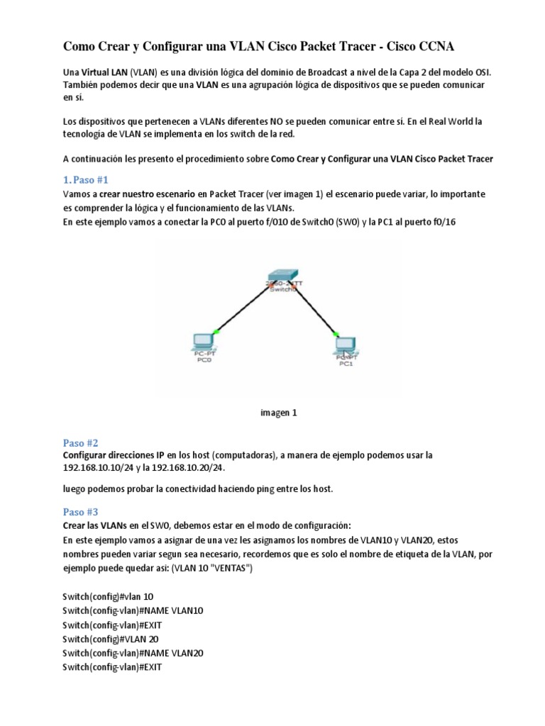 Como Crear y Configurar Una VLAN Cisco Packet Tracer | PDF | Estándares informáticos ...
