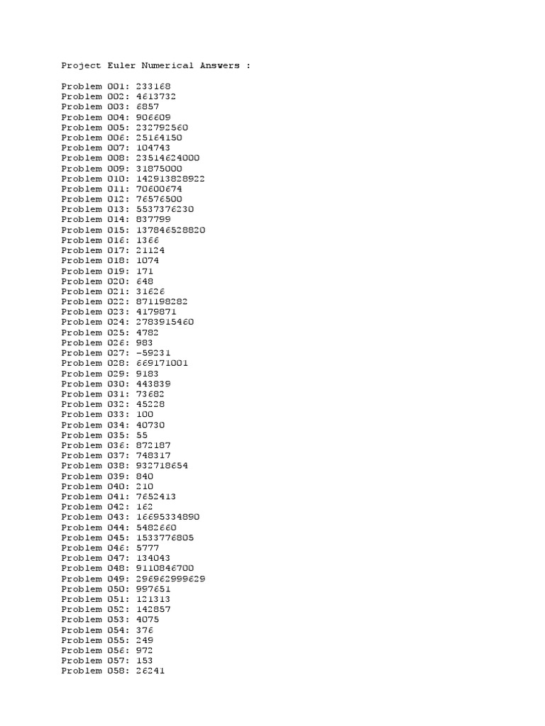 Project Euler Answers | PDF | Teaching Mathematics