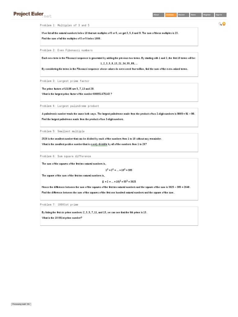 Project Euler Problems | PDF | Summation | Prime Number