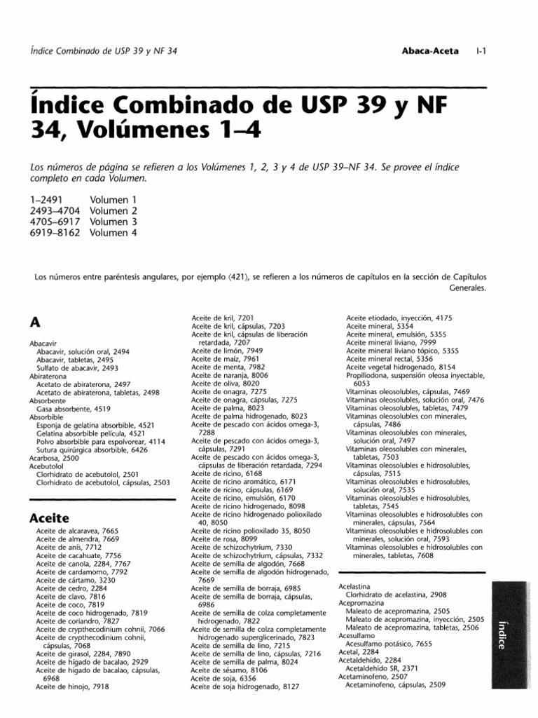 Indice USP 39-NF 34 | PDF | Ácido clorhídrico | Sustancias químicas